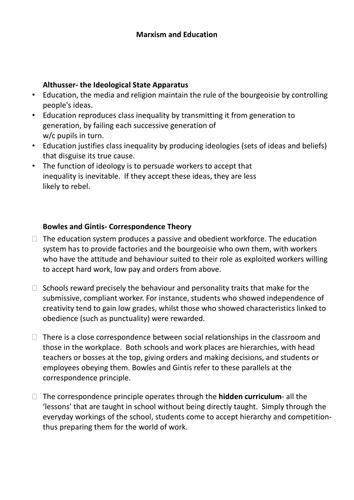 AQA A Level Sociology Education and Marxism - Lesson Thirteen ... AQA A Level Sociology Education and Marxism - Lesson Thirteen ...