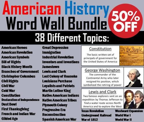 US History Word Wall Bundle | Teaching Resources