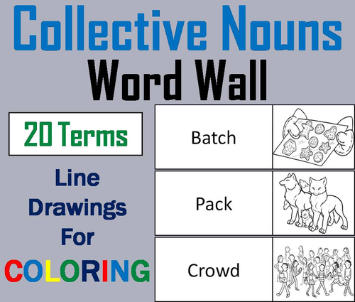 Collective Nouns Word Wall Cards | Teaching Resources