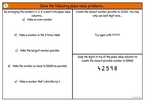 Basic place value problems - Mastery | Teaching Resources