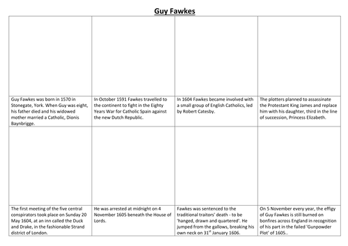 Guy Fawkes Comic Strip and Storyboard | Teaching Resources