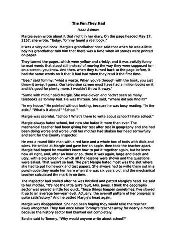 Short Story Lesson- The Fun they Had by Isaac Asimov | Teaching Resources