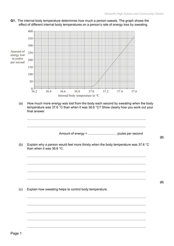 AQA 4.5 Control of body temperature lesson 3 | Teaching Resources
