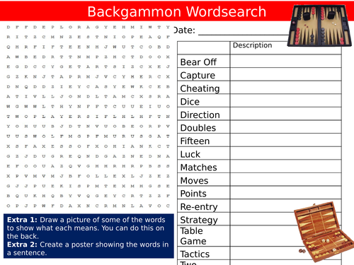Backgammon Wordsearch Games Starter Settler Activity Homework Cover ...