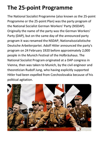 The 25-point Programme Handout | Teaching Resources