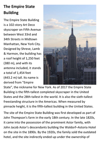 The Empire State Building Handout | Teaching Resources