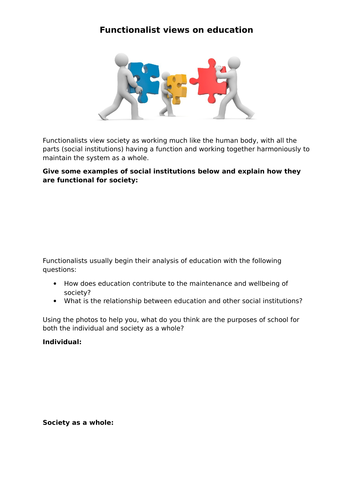 AQA Sociology Functionalist views on education | Teaching Resources