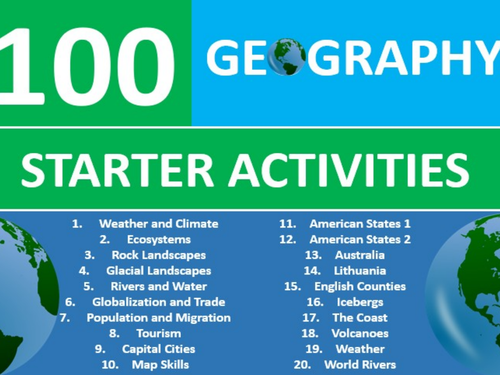 100 Geography Starter Activities GCSE KS3 Wordsearch Crossword Anagrams ...