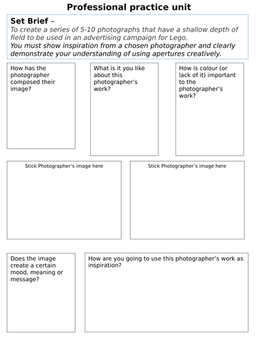 Photography - Professional Practice - Aperture and Depth of field ...
