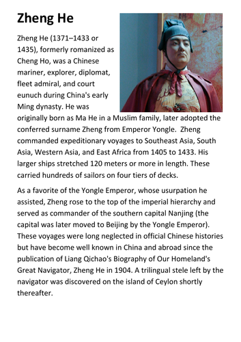 Zheng He Handout | Teaching Resources