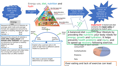 AQA GCSE PE 2016 GRADES 9-1 Diet/balance diet/energy use | Teaching ...