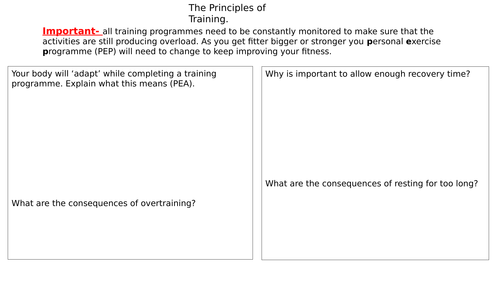 AQA GCSE PE 2016 GRADES 9-1 the principle of training part 2 | Teaching ...