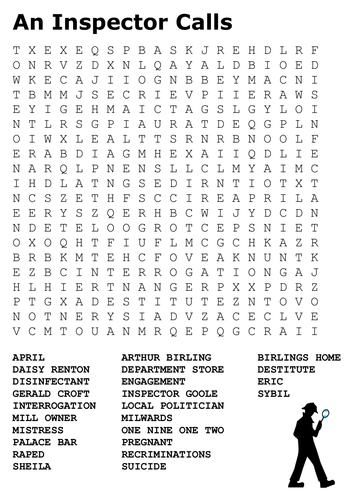 An Inspector Calls Word Search | Teaching Resources An Inspector Calls Word Search | Teaching Resources