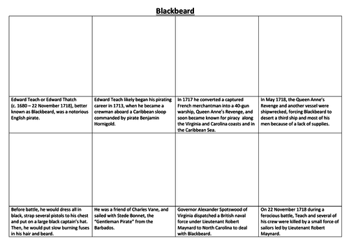Blackbeard Comic Strip and Storyboard | Teaching Resources