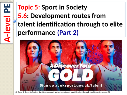 A-Level PE EDEXCEL (spec 2016) 5.6. Talent I.D: Part 2 | Teaching Resources