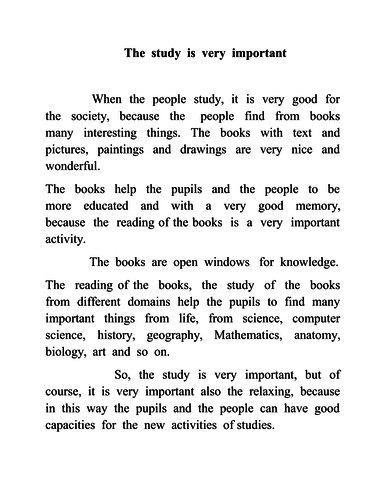 The study is very important | Teaching Resources