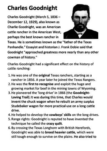 Charles Goodnight Handout | Teaching Resources