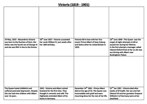 Victoria (1819 - 1901) Comic Strip and Storyboard | Teaching Resources