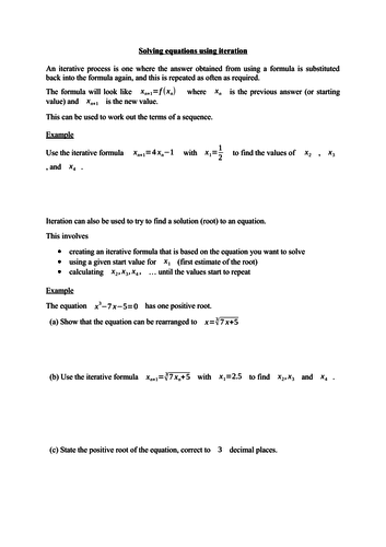 Iteration - solving equations (new GCSE) | Teaching Resources Iteration - solving equations (new GCSE) | Teaching Resources