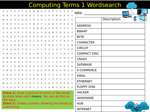 6 x Computing Key Terms Starter Activities ICT Keywords KS3 GCSE ...