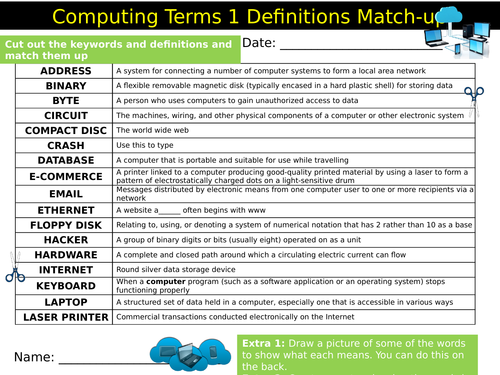 Computing Terms Definitions Matchup ICT Starter Activity Keywords KS3 ... Computing Terms Definitions Matchup ICT Starter Activity Keywords KS3 ...