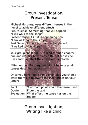 Private Peaceful - Michael Morpurgo | Teaching Resources