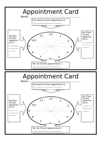 Group Work - Appointment Card | Teaching Resources