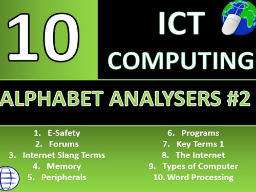 10 x Alphabet Analysers #2 ICT Computing GCSE KS3 Keyword Starters ...