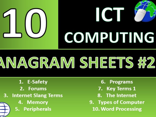 10 x Anagram Sheets #2 ICT Computing GCSE or KS3 Keyword Starters ...