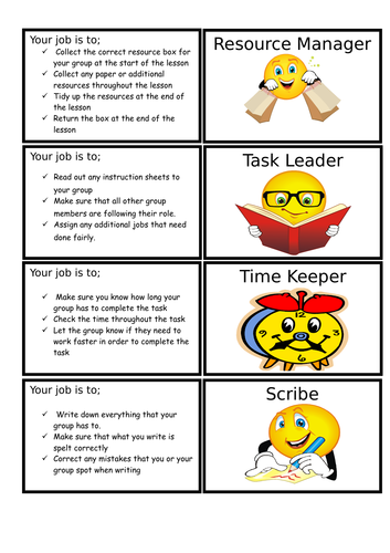 Group Role Cards and Display | Teaching Resources