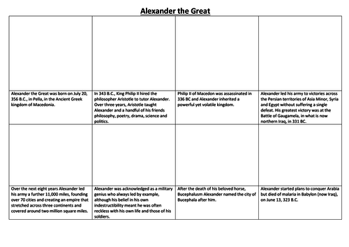 Alexander the Great Comic Strip and Storyboard | Teaching Resources