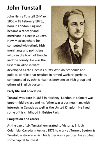 John Tunstall Handout | Teaching Resources