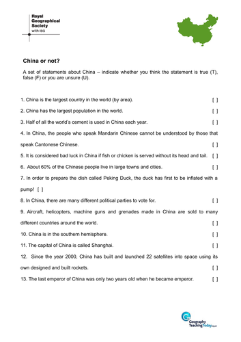 China Lesson 1 - What do we know about China | Teaching Resources