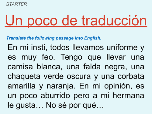 Secondary Spanish resources: describing your school