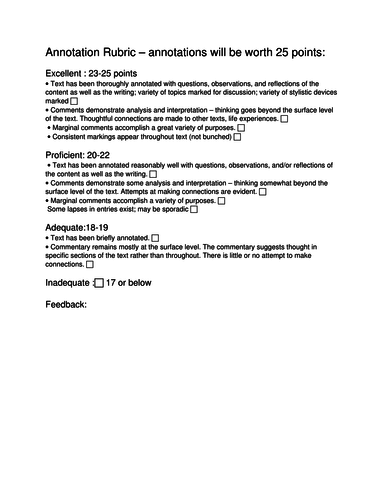Annotation Check-bric | Teaching Resources Annotation Check-bric | Teaching Resources