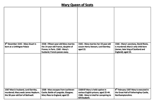 Mary Queen of Scots Comic Strip and Storyboard | Teaching Resources