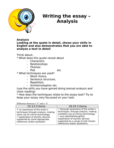 Critical Essay Skills | Teaching Resources