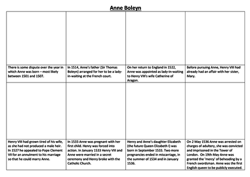Anne Boleyn Comic Strip and Storyboard | Teaching Resources