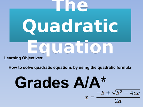 Quadratic Formula | Teaching Resources Quadratic Formula | Teaching Resources