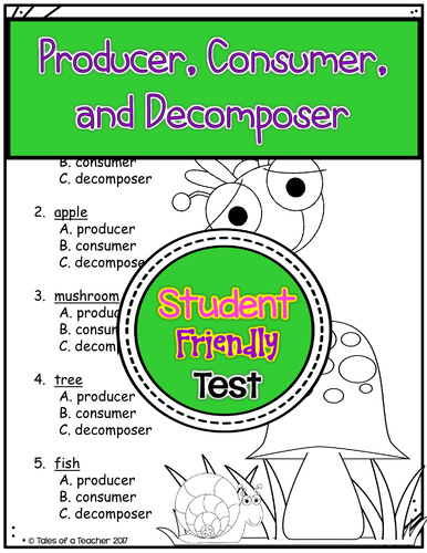 Producer, Consumer, and Decomposer Test | Teaching Resources