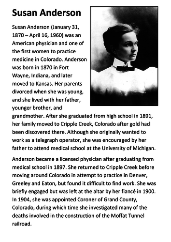 Dr Susan Anderson Handout | Teaching Resources