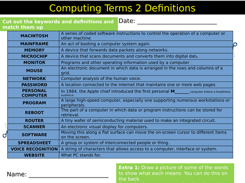 Computing Terms Definitions Matchup #2 ICT Starter Activity Keywords ... Computing Terms Definitions Matchup #2 ICT Starter Activity Keywords ...