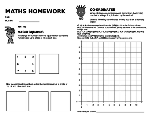 Number Puzzles and Coordinates - Homework Activity | Teaching Resources