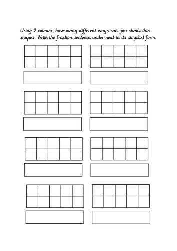 Shading And Simplifying Fractions Investigation | Teaching Resources Shading And Simplifying Fractions Investigation | Teaching Resources