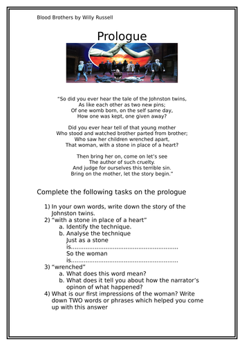 Blood Brothers - Willy Russell Resources | Teaching Resources