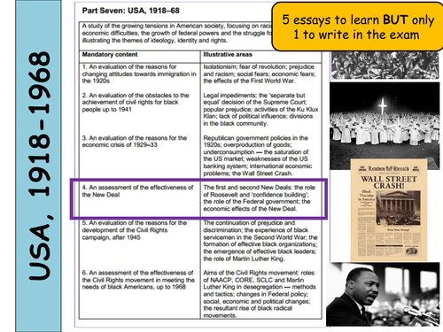 2017-18 UPDATED Higher History USA: Essay 4 New Deal | Teaching Resources