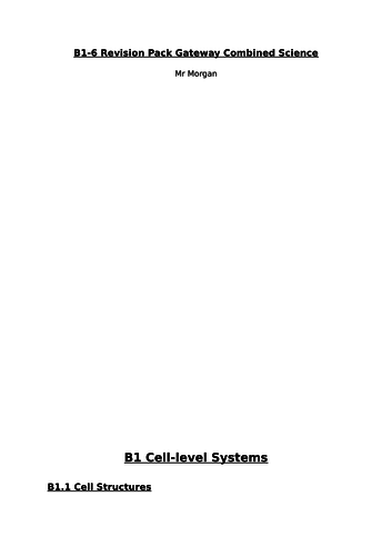 OCR Gateway Science A B1,B2,B3,B4,B5,B6 Revision pack (2016 onwards) | Teaching Resources