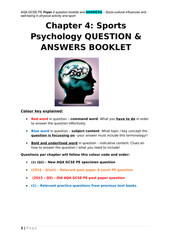 AQA GCSE PE: Chapter 4 - Sports Psychology bundle | Teaching Resources
