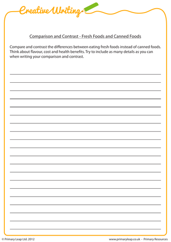 Comparison and Contrast - Fresh Foods and Canned Foods | Teaching Resources