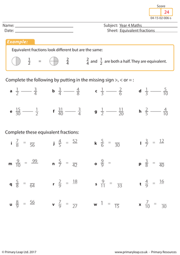 Equivalent Fractions - Year 4 (3) | Teaching Resources